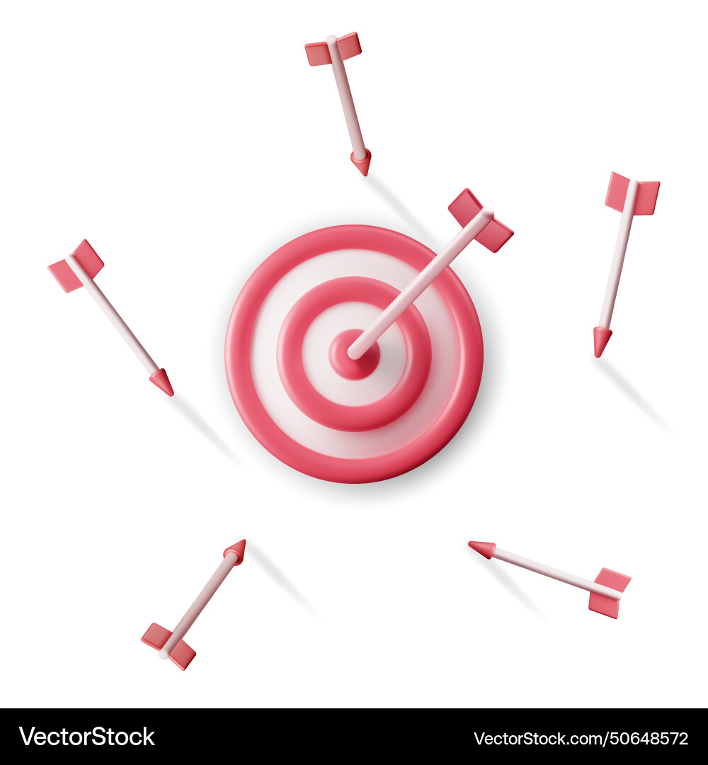 3d target with arrow in center icon Royalty Free Vector