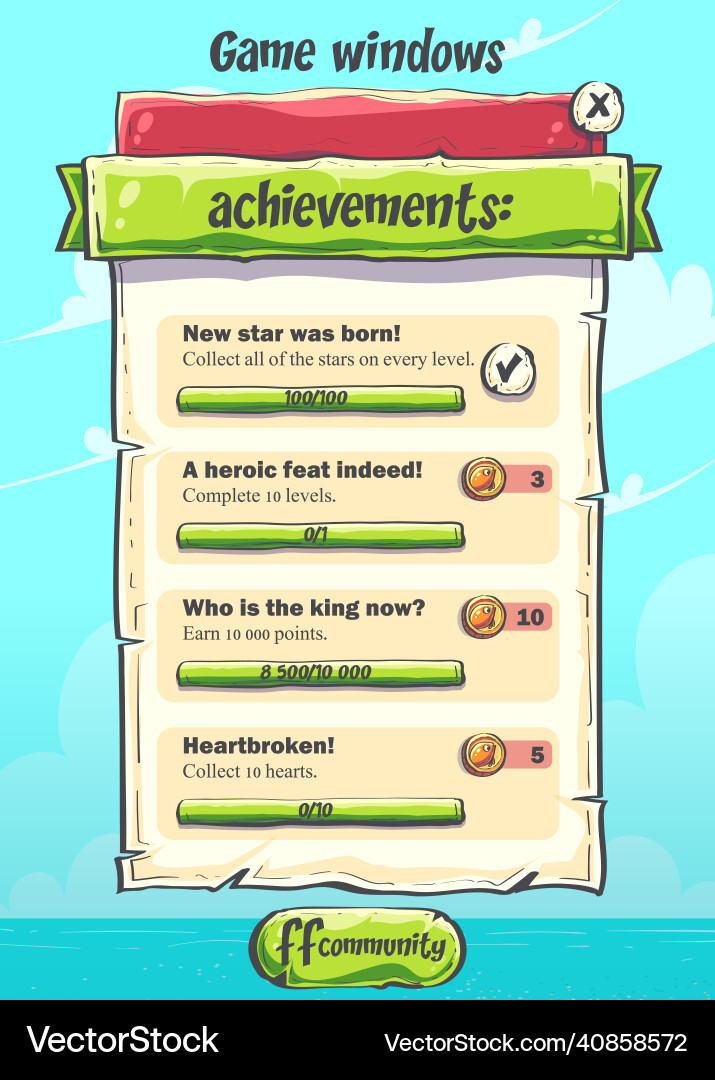 Achievements game window the bright Royalty Free Vector