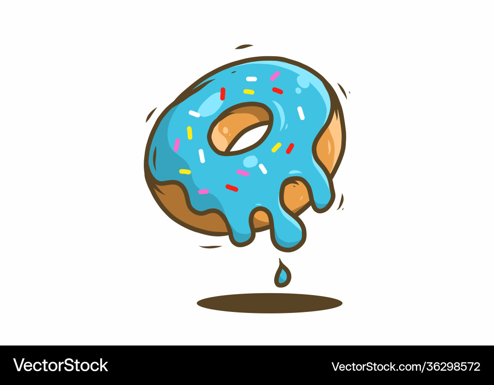 Blue melting donuts drawing Royalty Free Vector Image