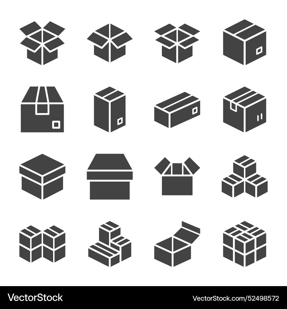 Cardboard icon set Royalty Free Vector Image - VectorStock