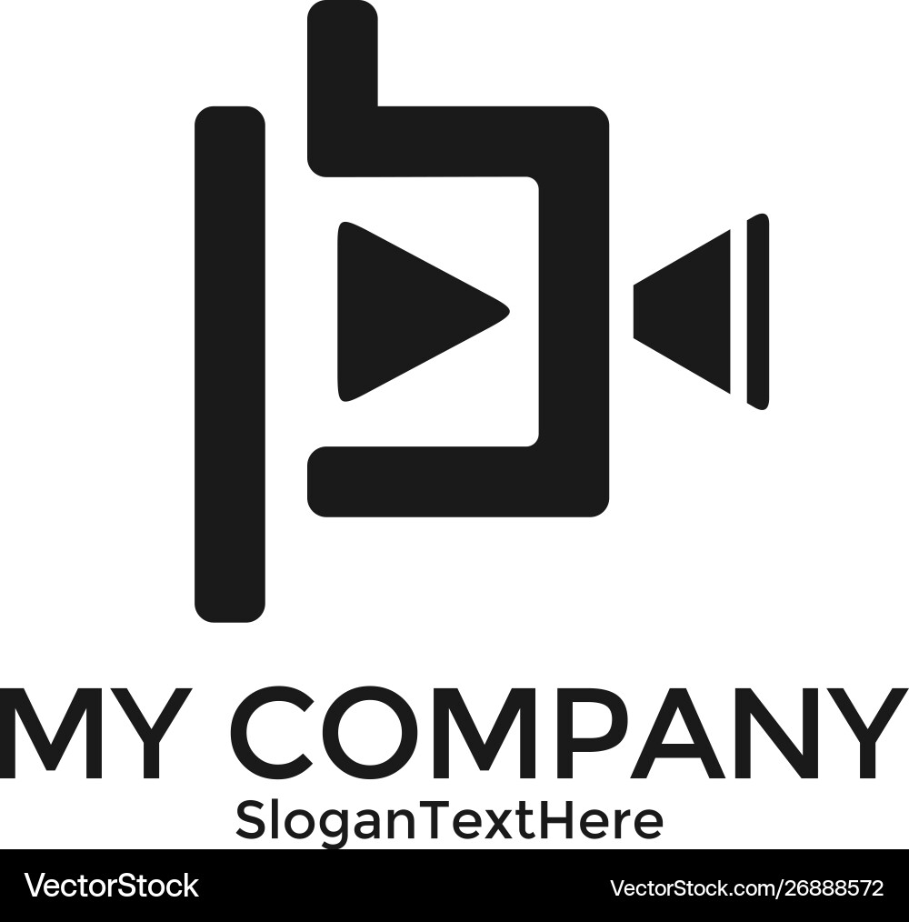 Media play symbol logo design Royalty Free Vector Image