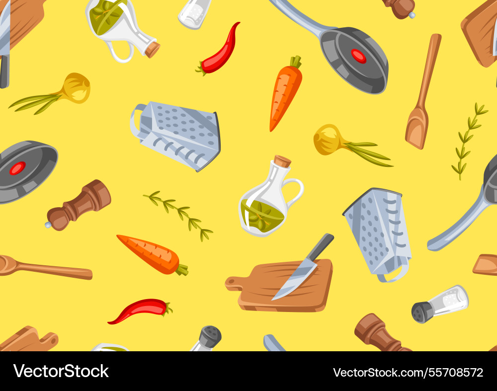 Pattern with kitchen utensils cooking tools Vector Image