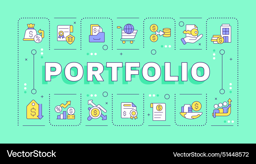 Portfolio green word concept Royalty Free Vector Image