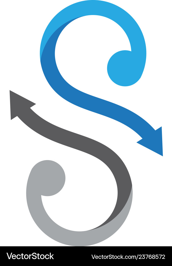 S letter arrow Royalty Free Vector Image - VectorStock