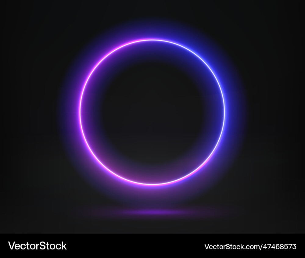 Abstract studio with glowing circle frame of neon Vector Image