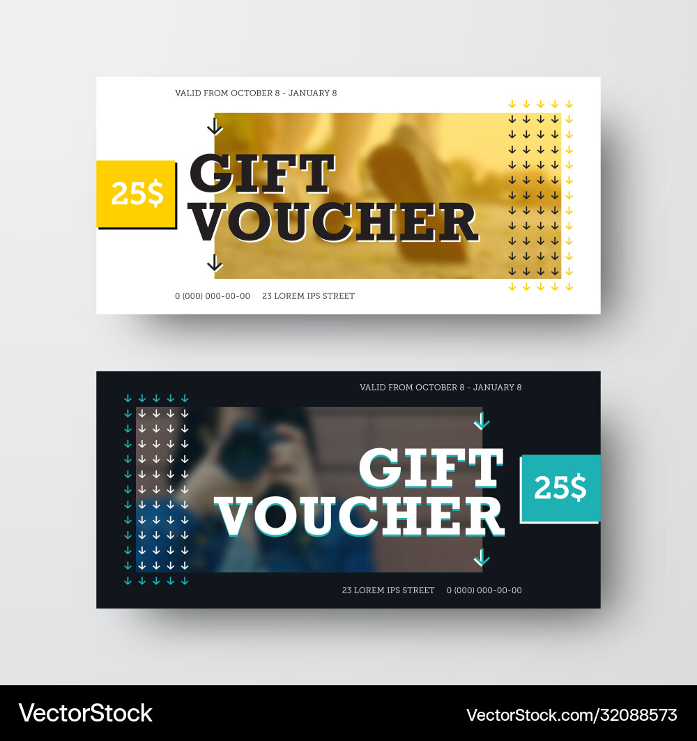 Black and white gift voucher template Royalty Free Vector