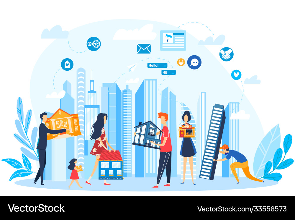 Build city building cartoon Royalty Free Vector Image