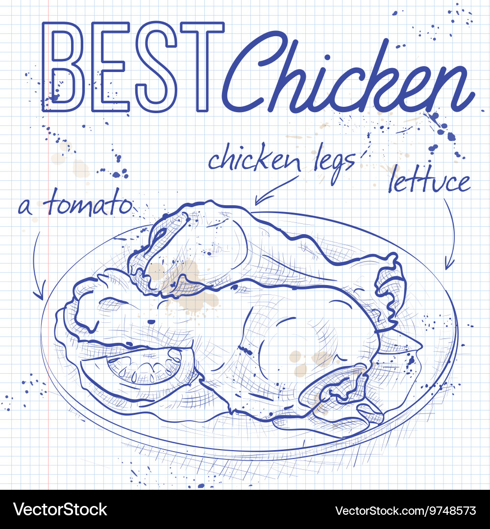 Chicken legs on a notebook page Royalty Free Vector Image