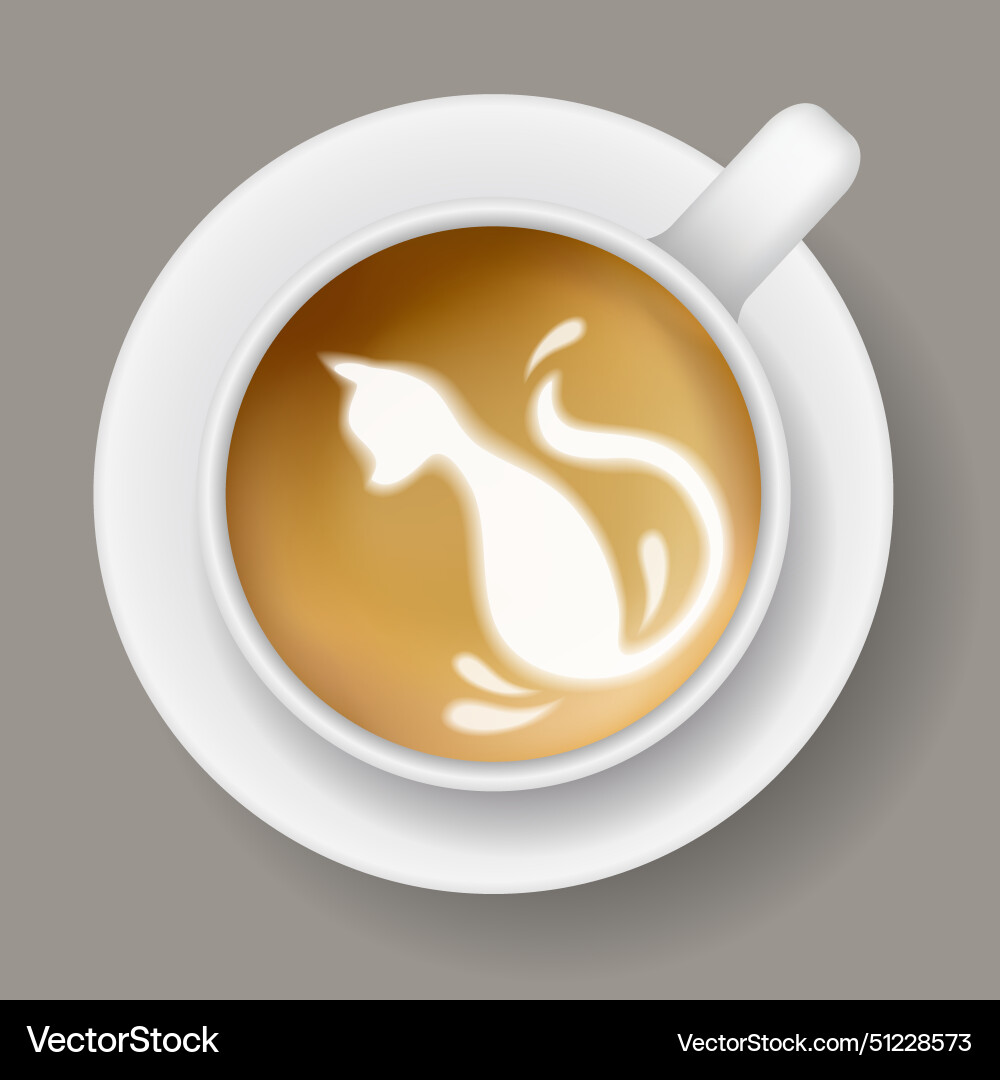 Coffee mug top view cappuccino espresso latte Vector Image