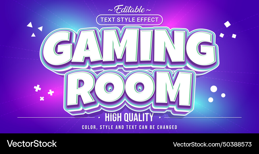 Editable text style effect - gaming room Vector Image