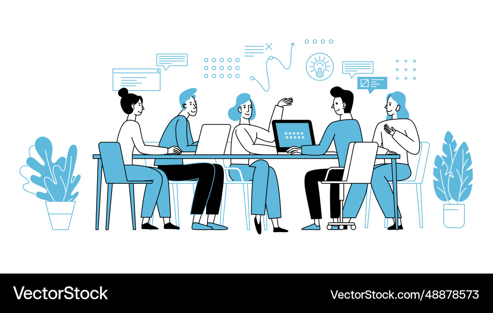 In simple flat linear style with smiling cartoon Vector Image