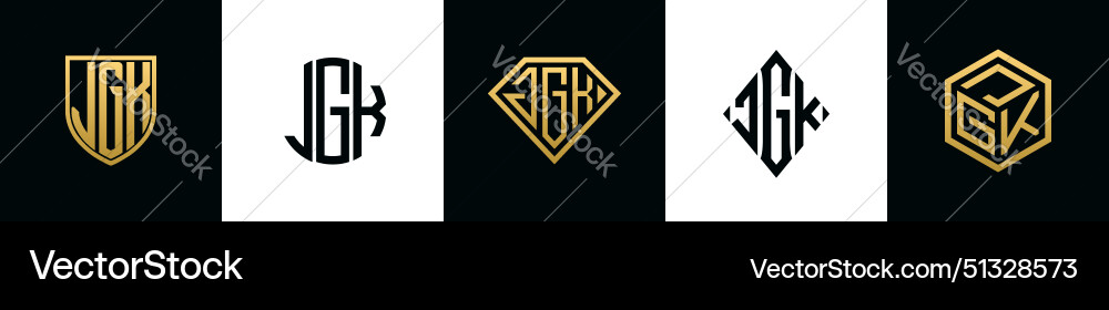 Initial letters jgk logo designs bundle Royalty Free Vector