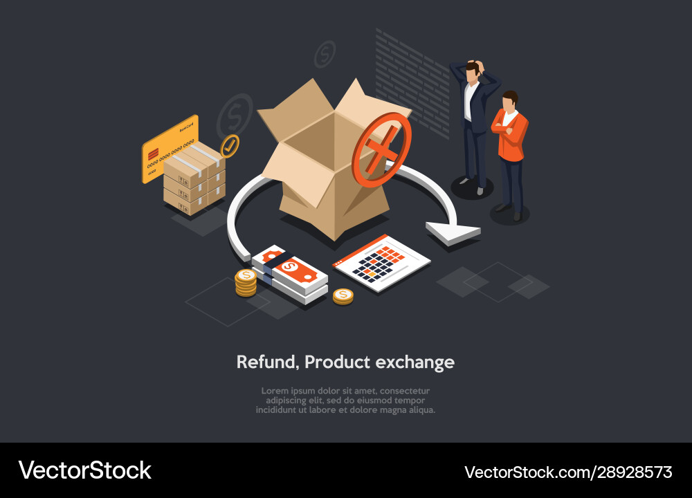 Isometric product refund Royalty Free Vector Image