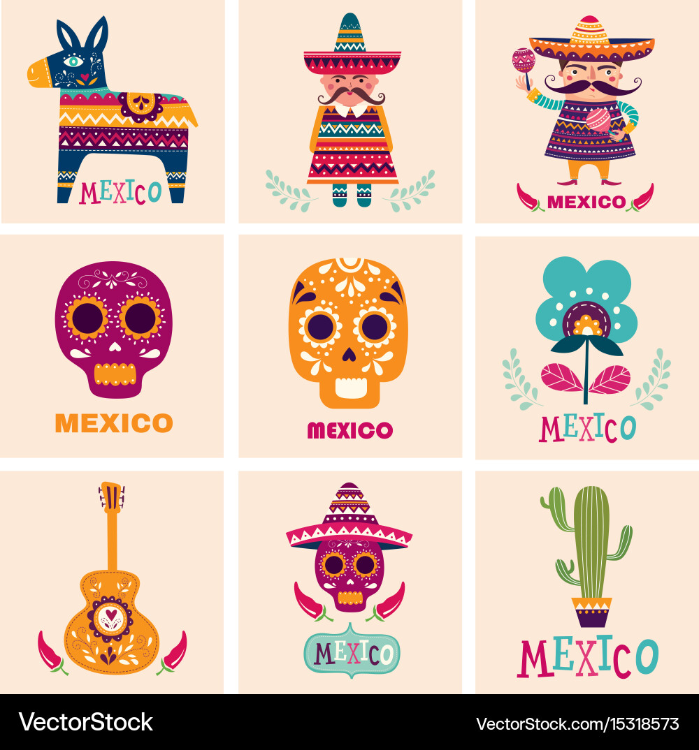 Mexican Fiesta Cards Royalty Free Vector Image