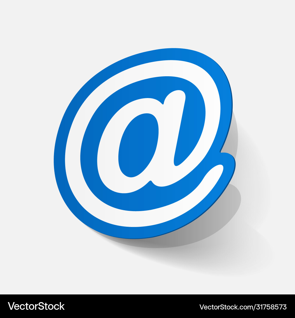 Realistic paper sticker e mail sign Royalty Free Vector