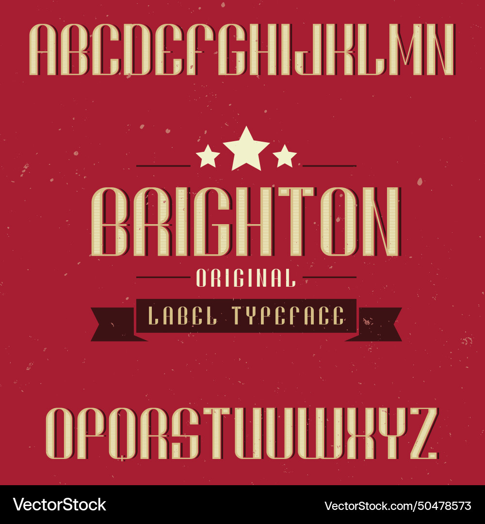 Vintage label font named brighton Royalty Free Vector Image