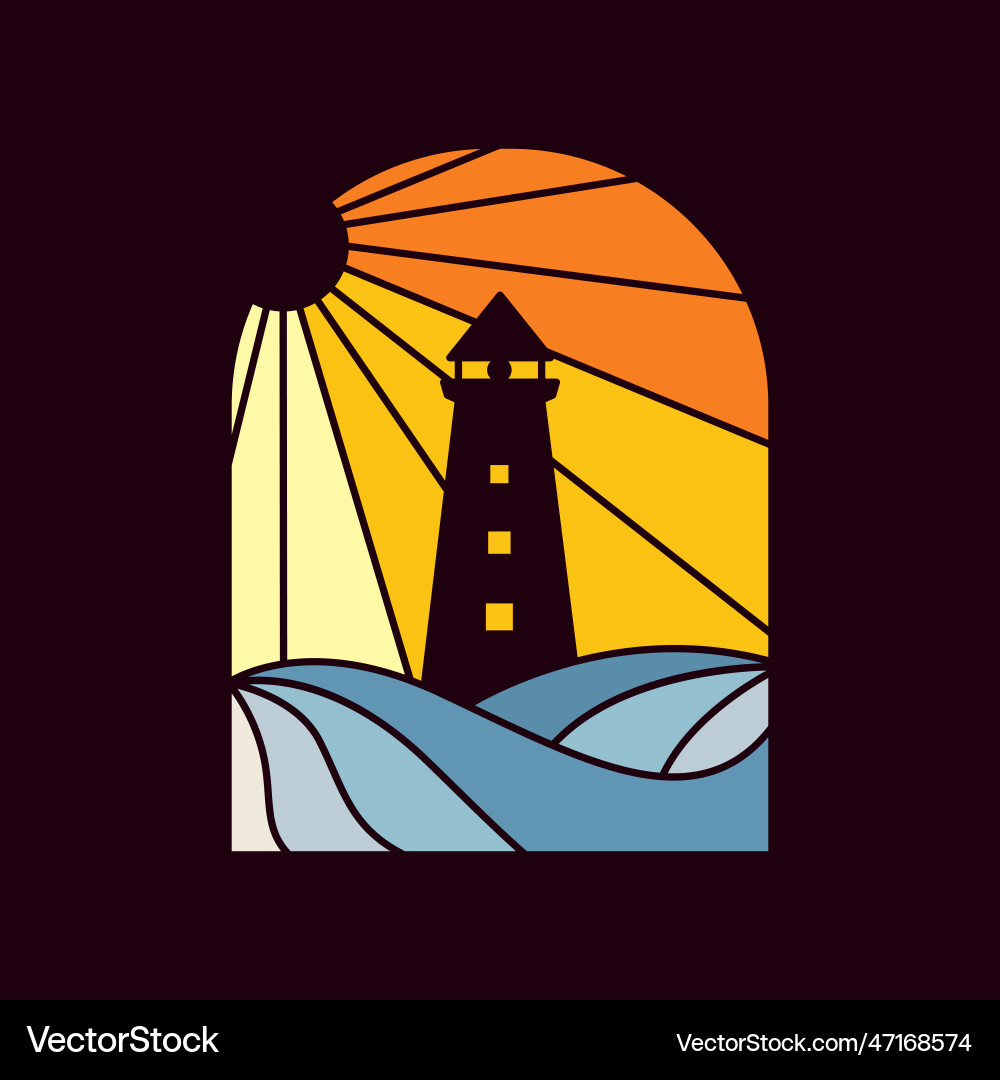 Abstract colorful lighthouse sunset logo Vector Image