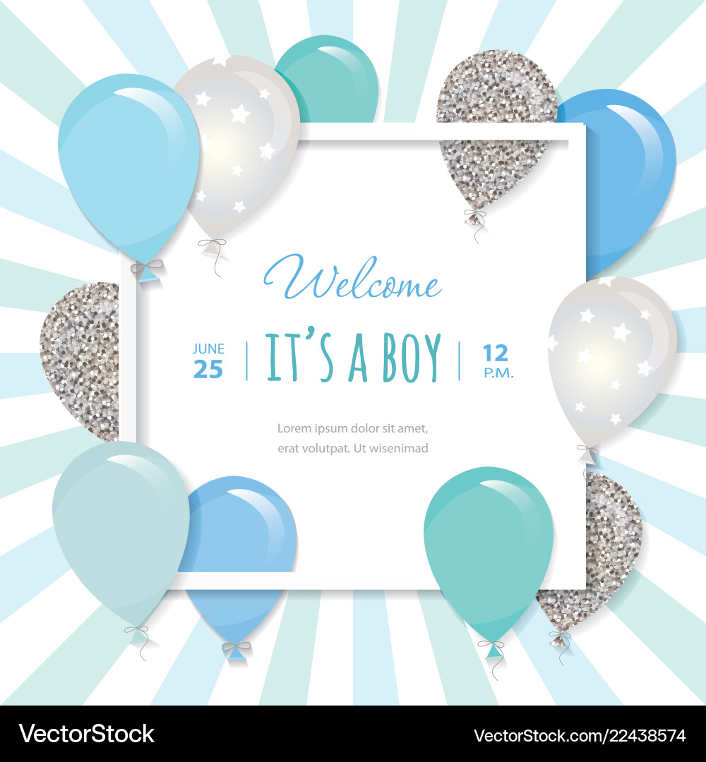 Balloons in paper cut out square frame birthday Vector Image