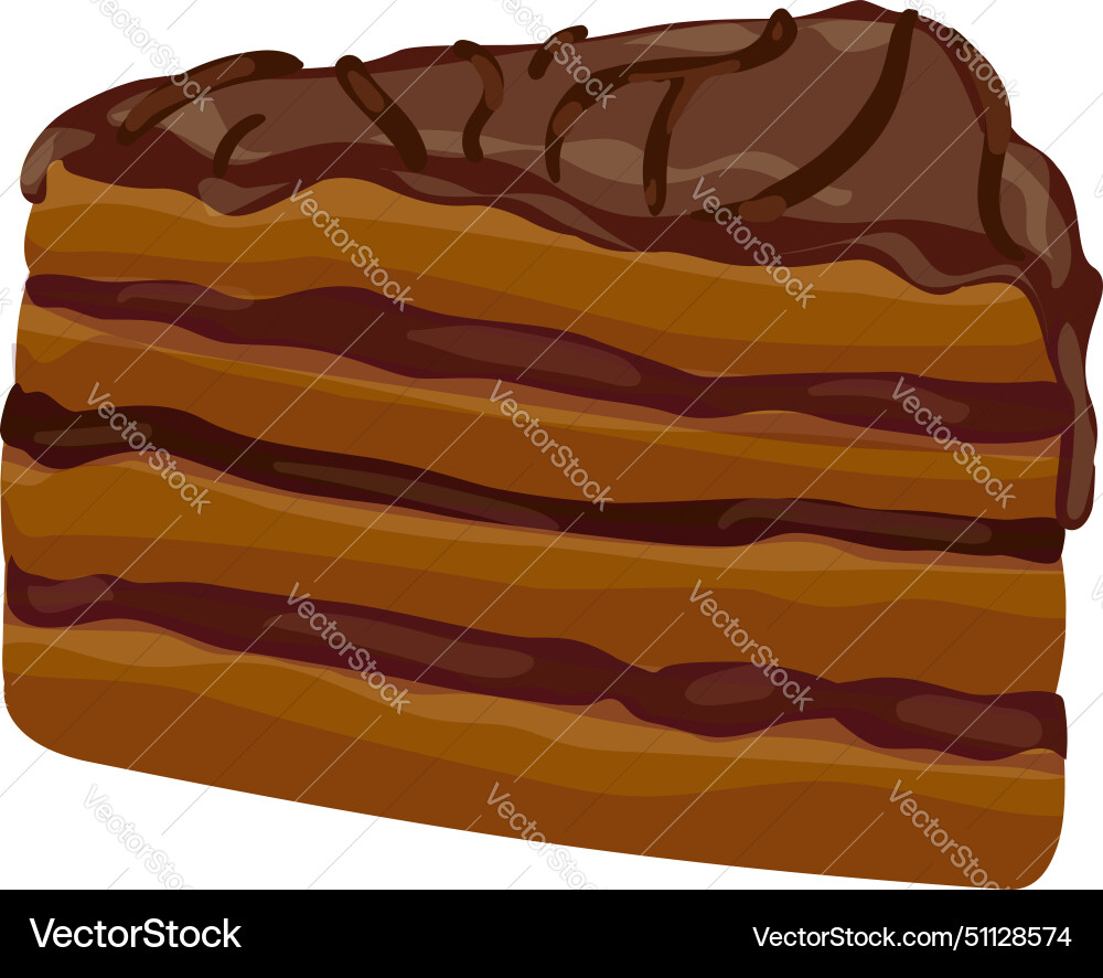 Chocolate cake slice icon cartoon bakery Vector Image