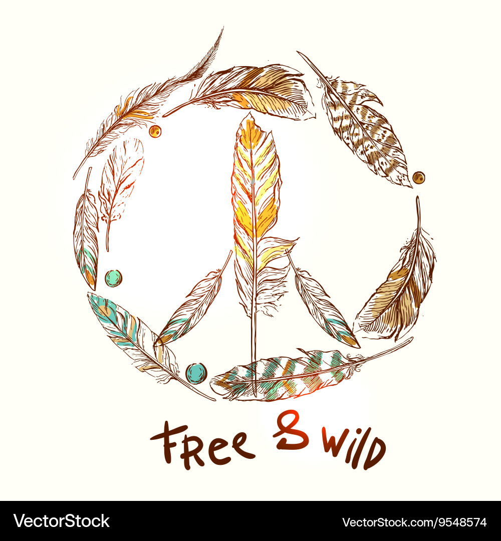 Feather Peace Symbol Royalty Free Vector Image