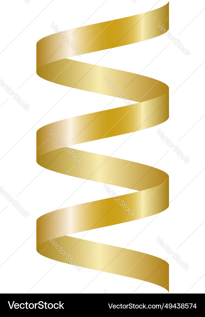 Golden spiral ribbon element Royalty Free Vector Image