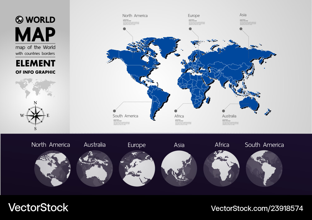 Grand world map graphic element Royalty Free Vector Image