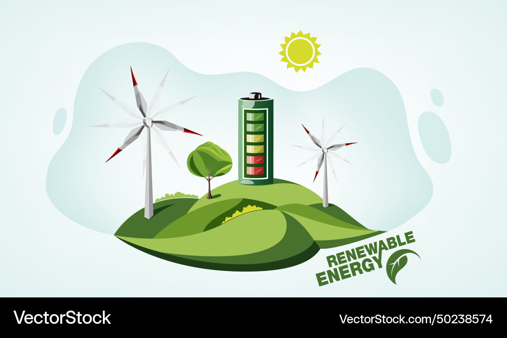 Renewable energy earth sun wind and water Vector Image