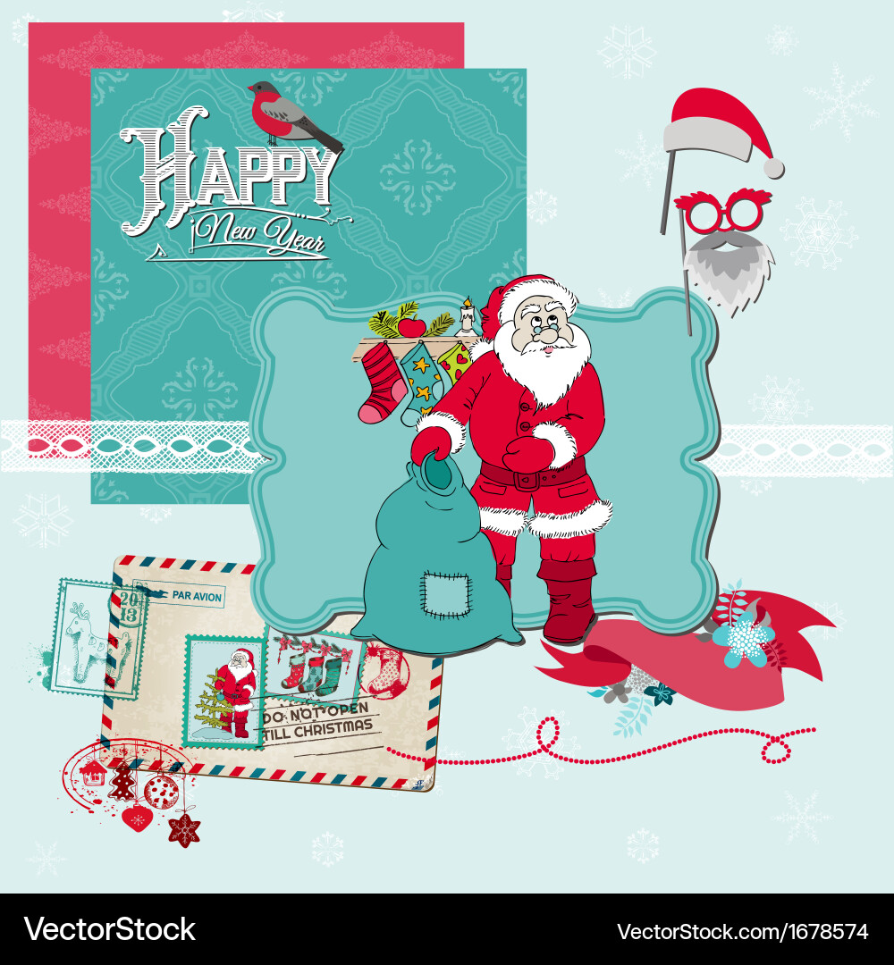 Santa claus christmas set Royalty Free Vector Image