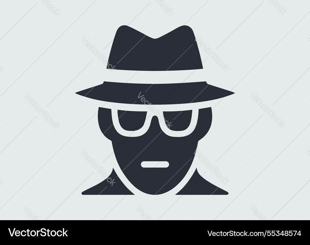 Spy detective secret service agent icon Royalty Free Vector