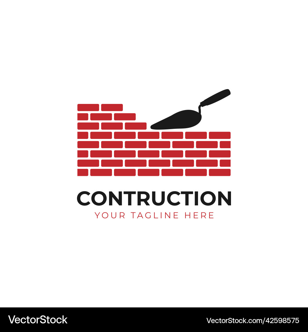 Bricklayer construction logo design Royalty Free Vector