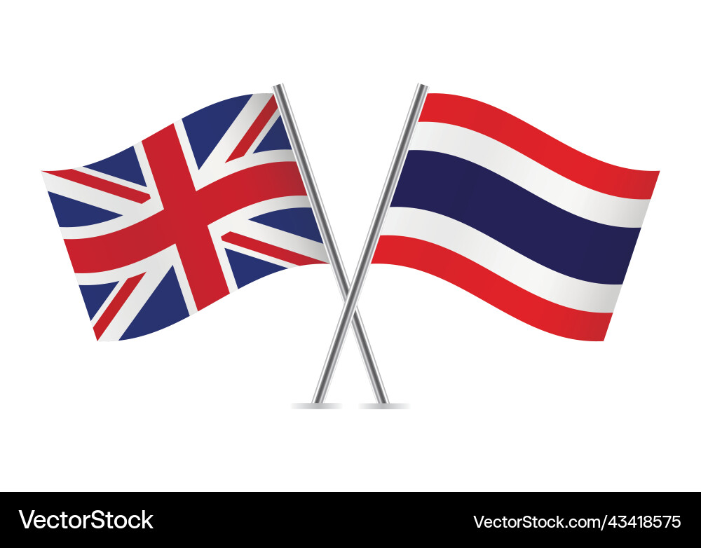Britain and thailand crossed flags Royalty Free Vector Image