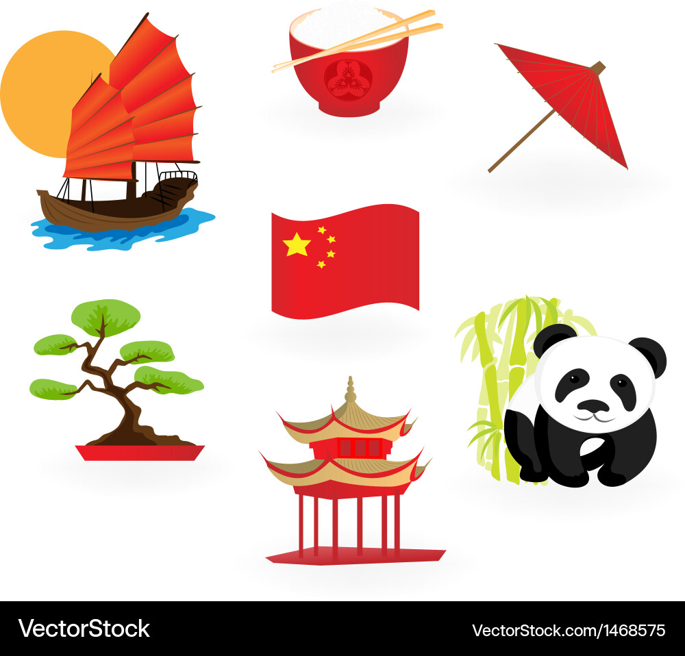 Chinese icons Royalty Free Vector Image - VectorStock
