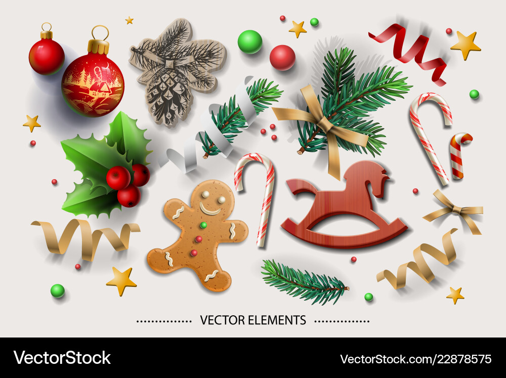 Christmas elements Royalty Free Vector Image - VectorStock