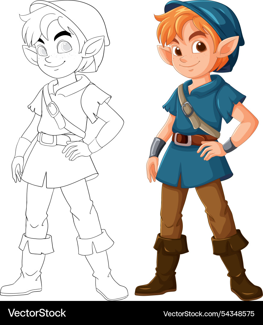 Colorful and outlined elf character Royalty Free Vector