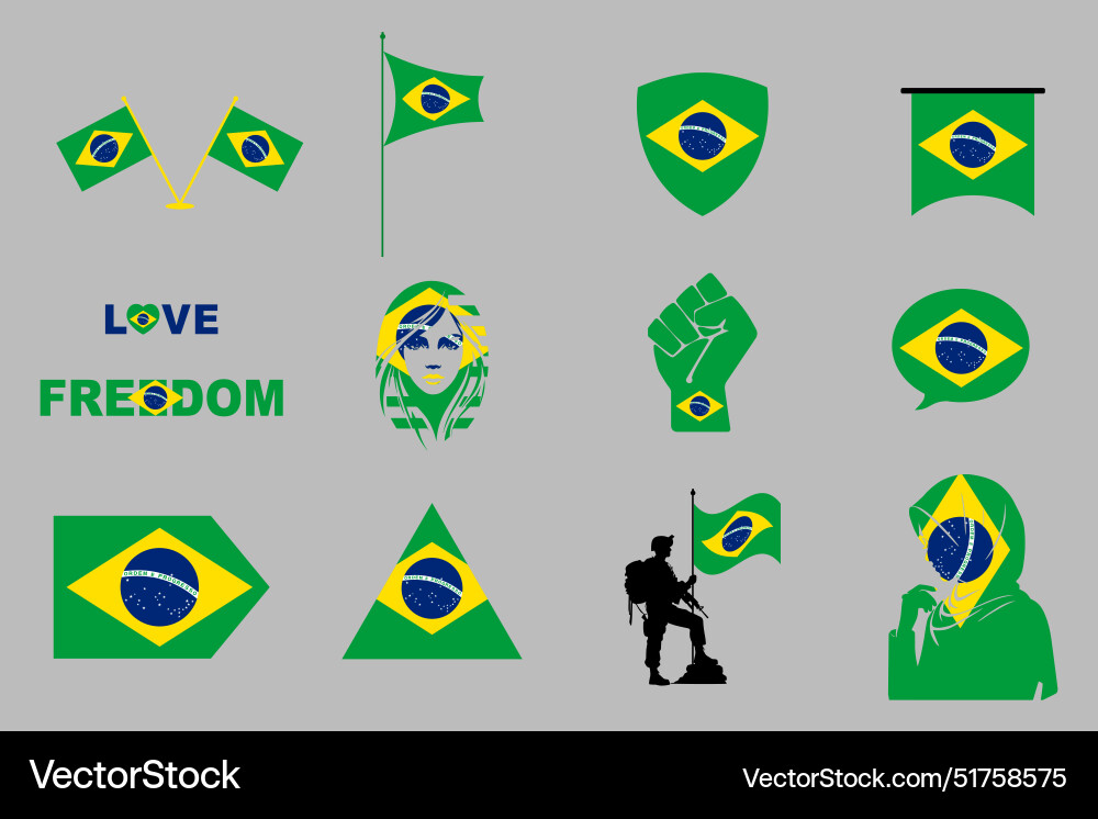Flag of brazil set Royalty Free Vector Image - VectorStock