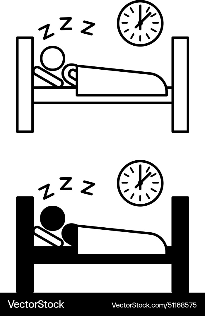 Getting enough sleep icons black and white Vector Image