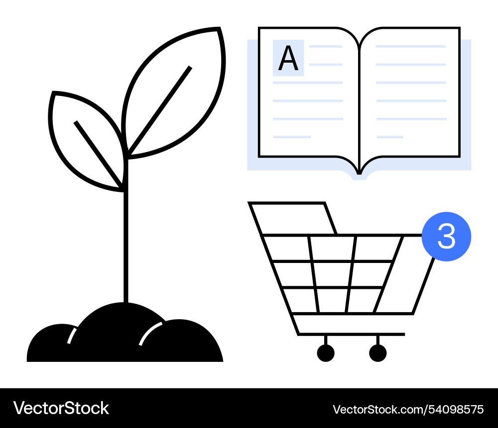 Growth learning and shopping young plant open Vector Image