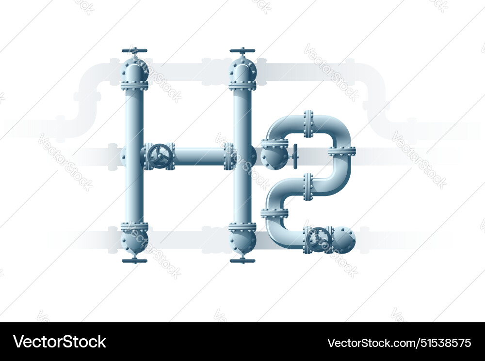H2 formula from pipes Royalty Free Vector Image