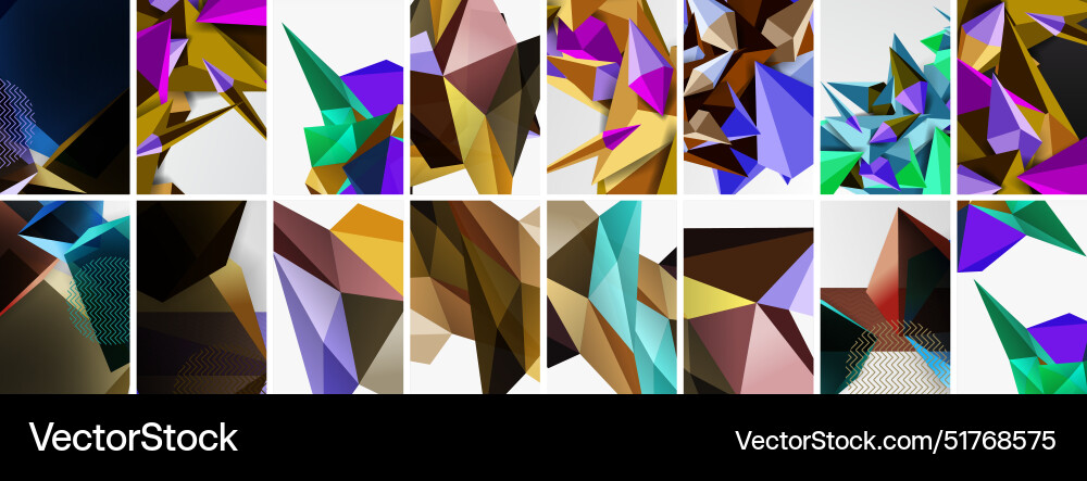 Set of low poly triangles poster geometric Vector Image