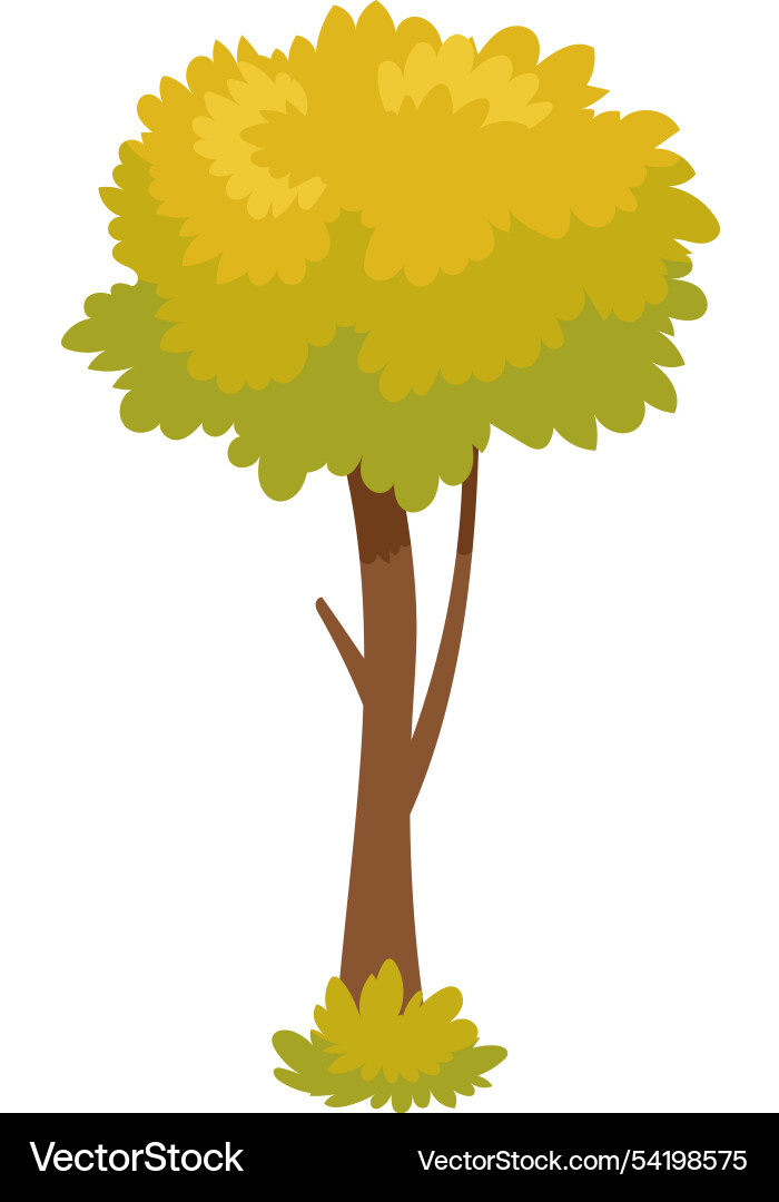 Vibrant cartoon style tree with yellow crown and Vector Image
