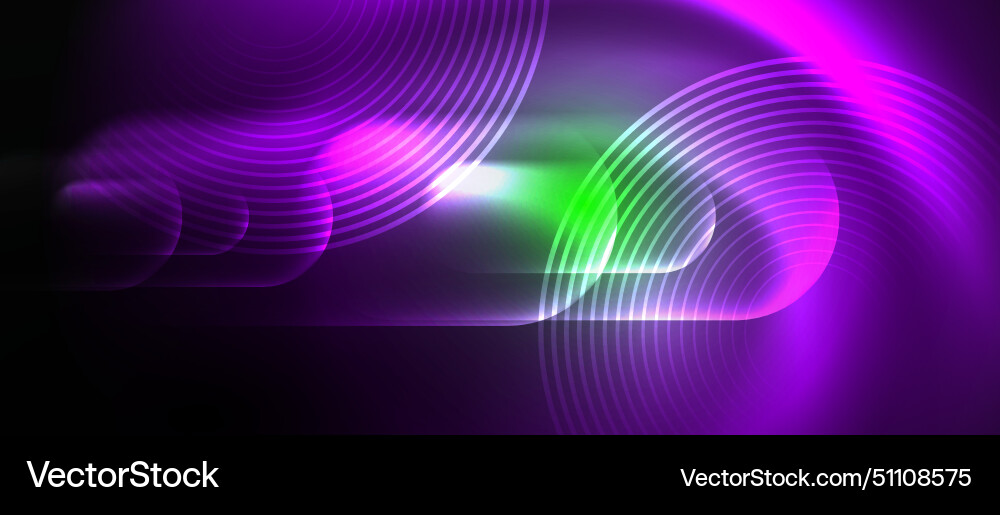 Violet and magenta wave art on black background Vector Image