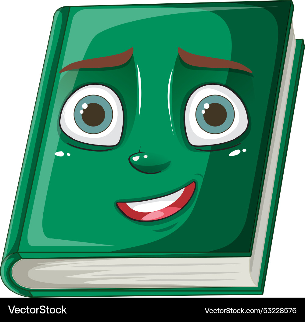 A happy green book with face Royalty Free Vector Image