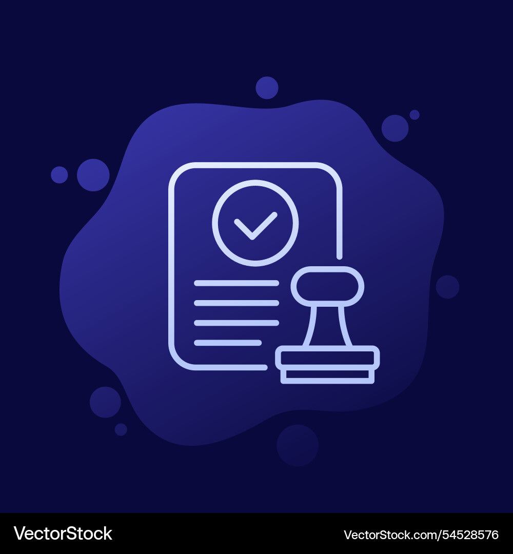 Approved document icon with a stamp line Vector Image