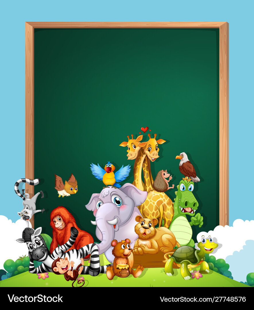 Border template design with cute animals Vector Image