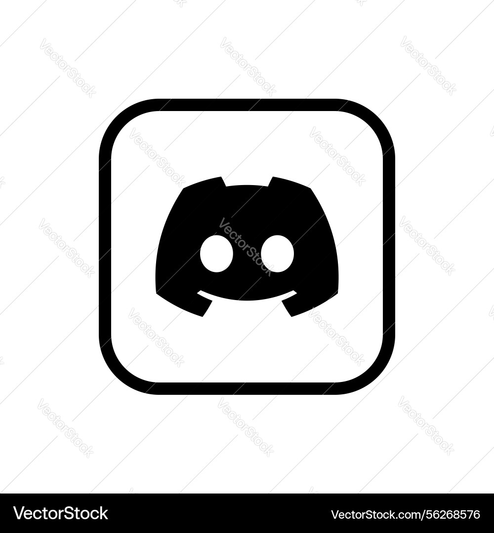 Discord logo outline black icon app editable svg Vector Image
