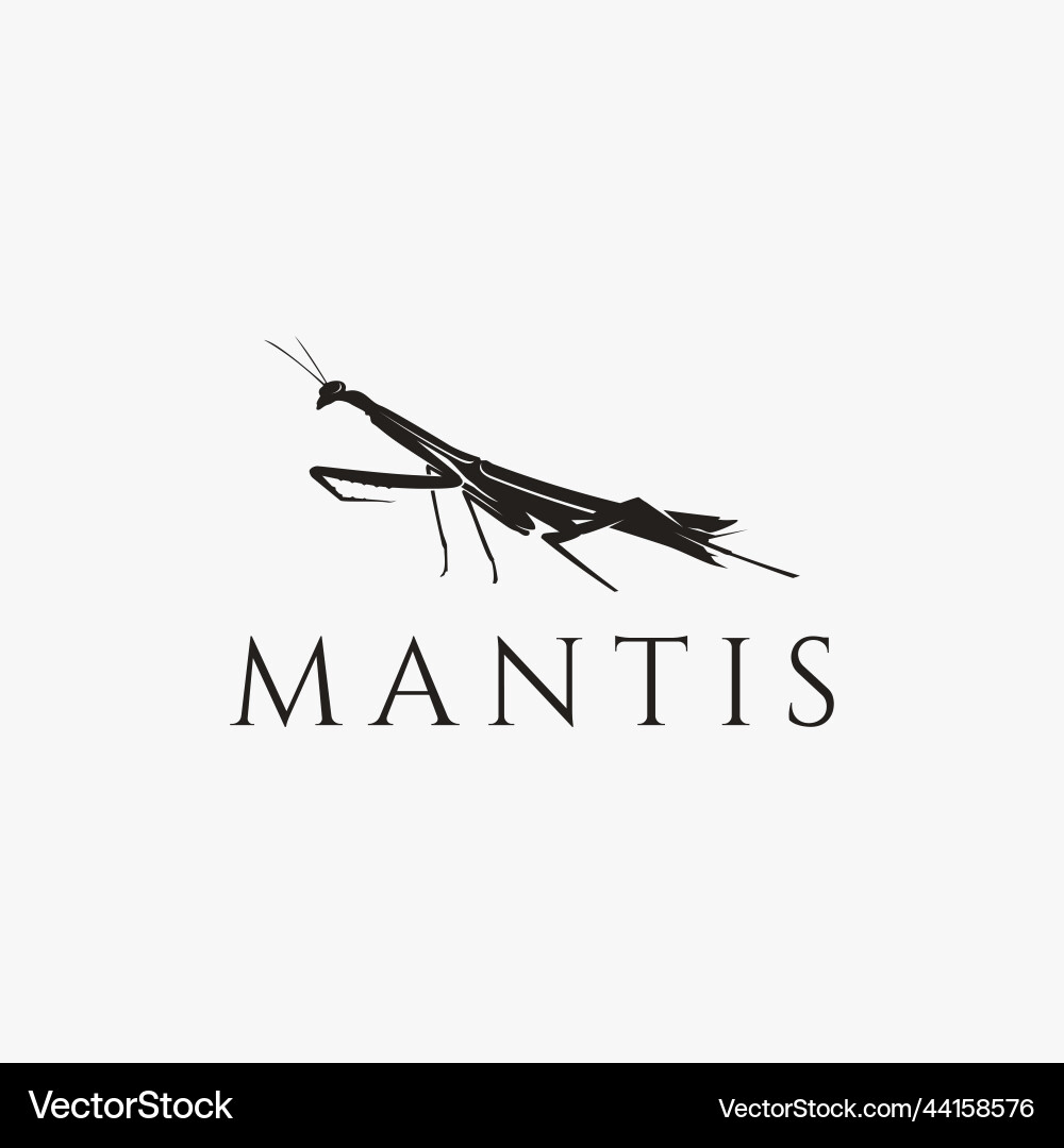Elegant silhouette praying mantis logo icon Vector Image