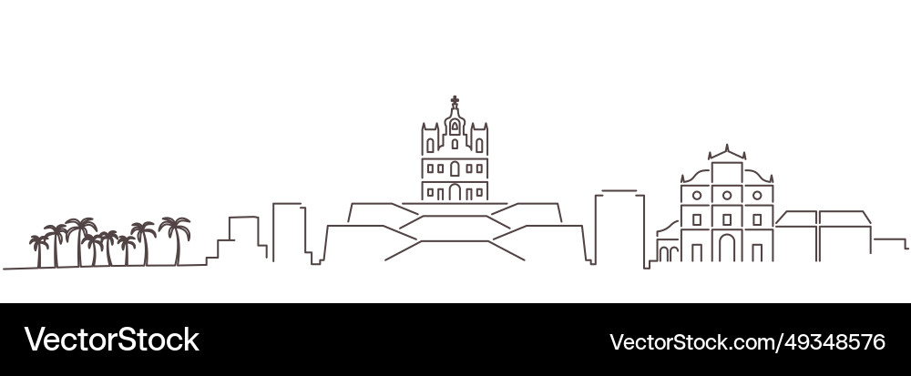 Goa dark line simple minimalist skyline Royalty Free Vector