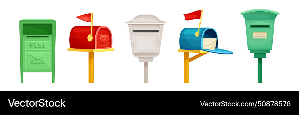 Post box or mailbox for letter sending set Vector Image