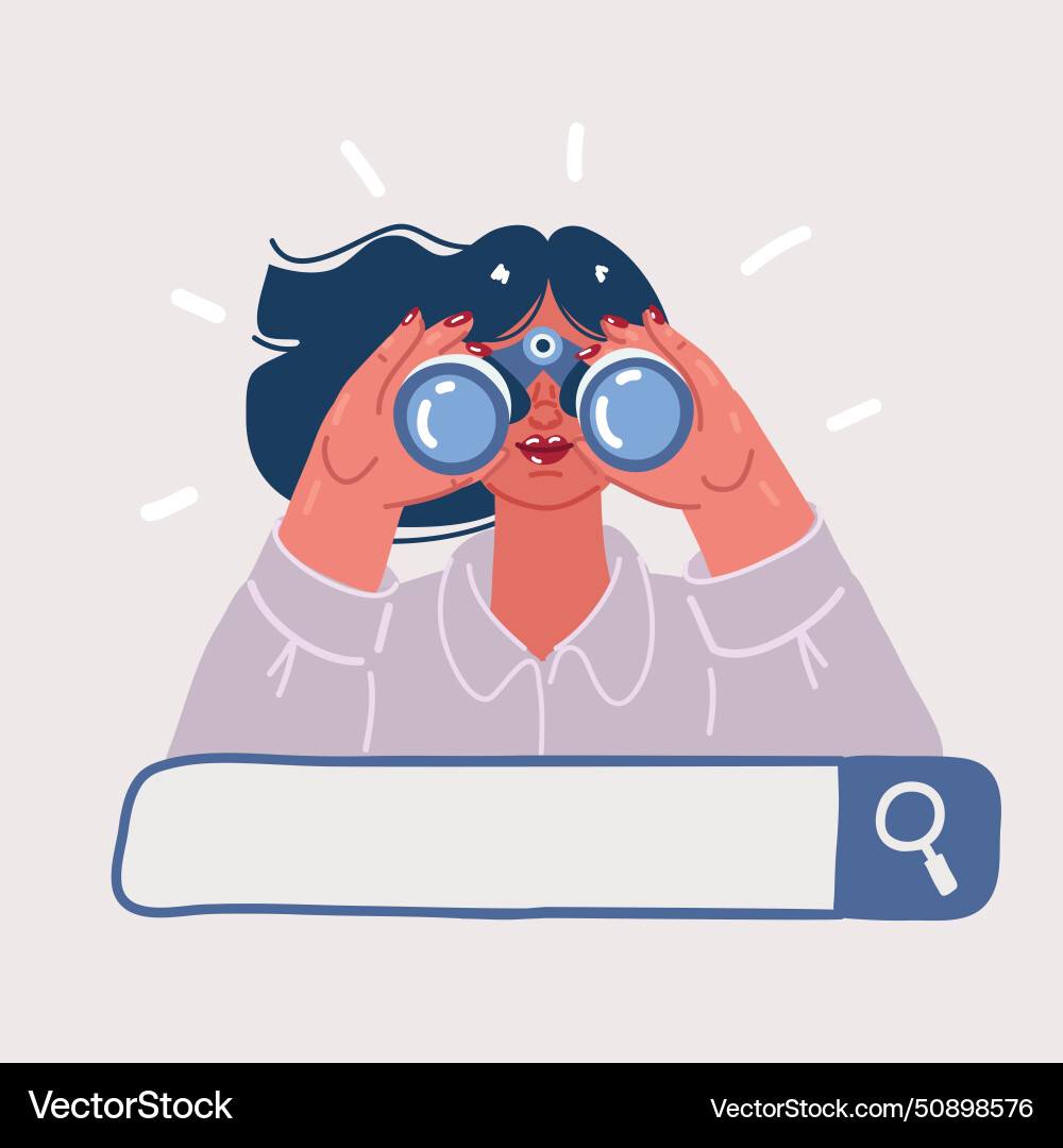 Woman look through Royalty Free Vector Image - VectorStock