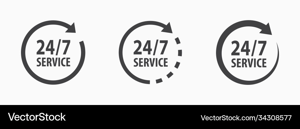 24-7 service icon on white Royalty Free Vector Image